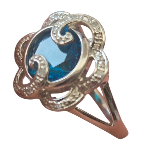 Jewelry | Elegant Blue Crysta And Sterling Silver 926 Ring | Poshmark